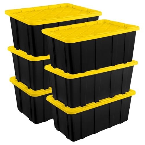 Stackable Heavy Duty Storage Bins - 6 Pack