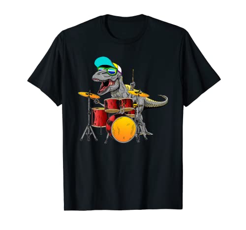 Dinosaur Drummer Tee: Rocking T-Rex Design | Drums