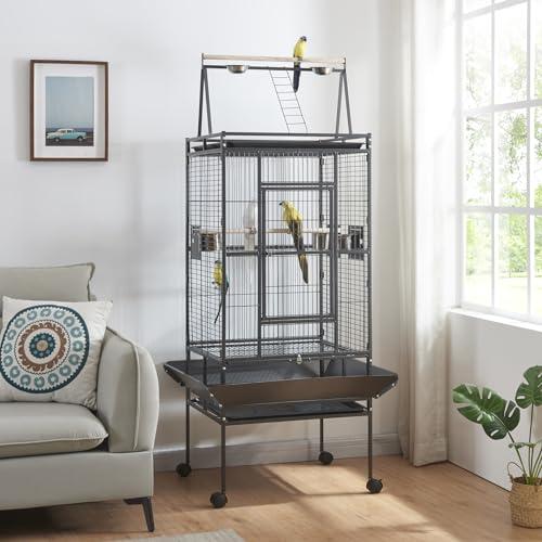 Spacious Panana Metal Bird Cage with Rolling Stand