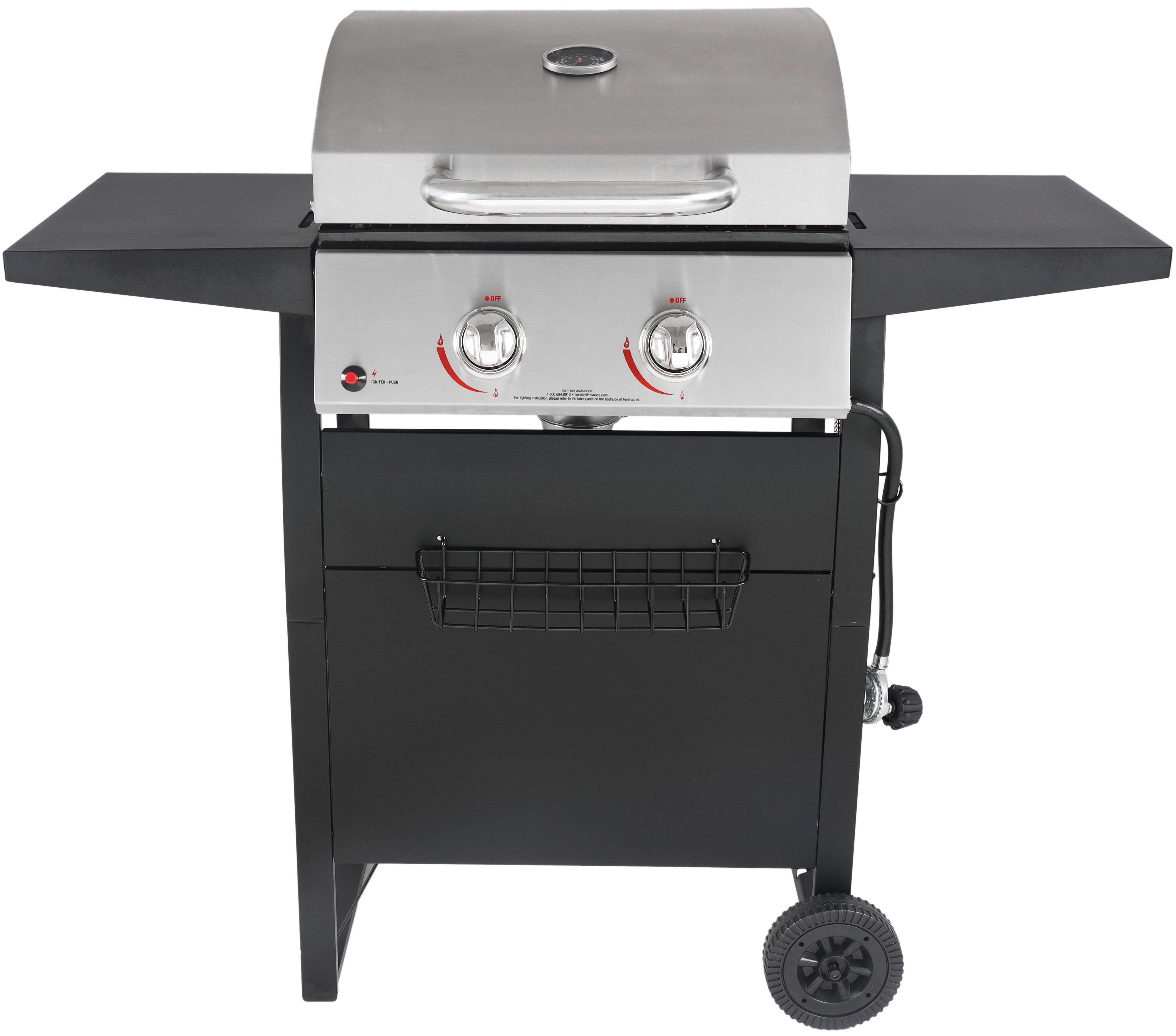 Premium Stainless & Black 2-Burner Propane Grill - RevoAce