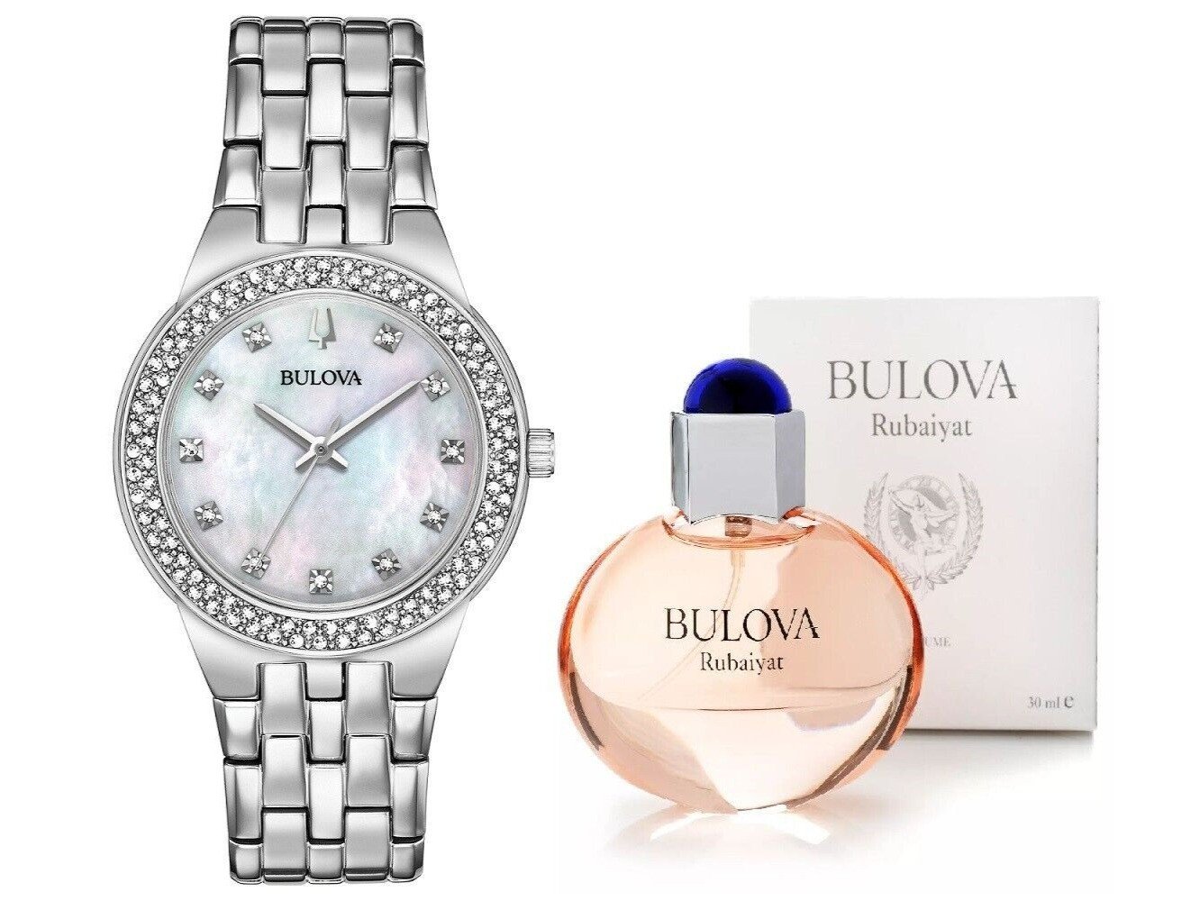Bulova Quartz Crystal Watch: Elegant Mother of Pearl