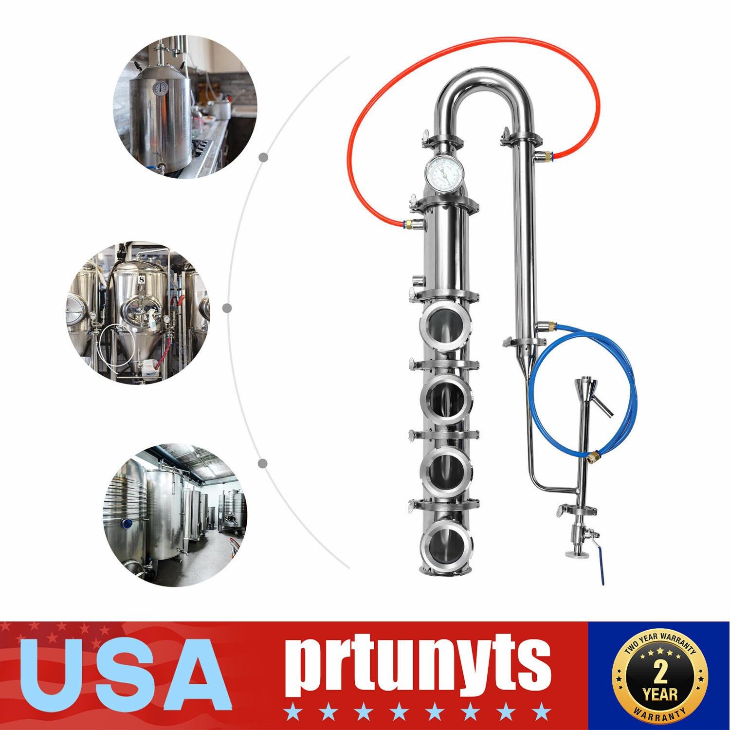 4" Stainless Steel Reflux Column Moonshine Still