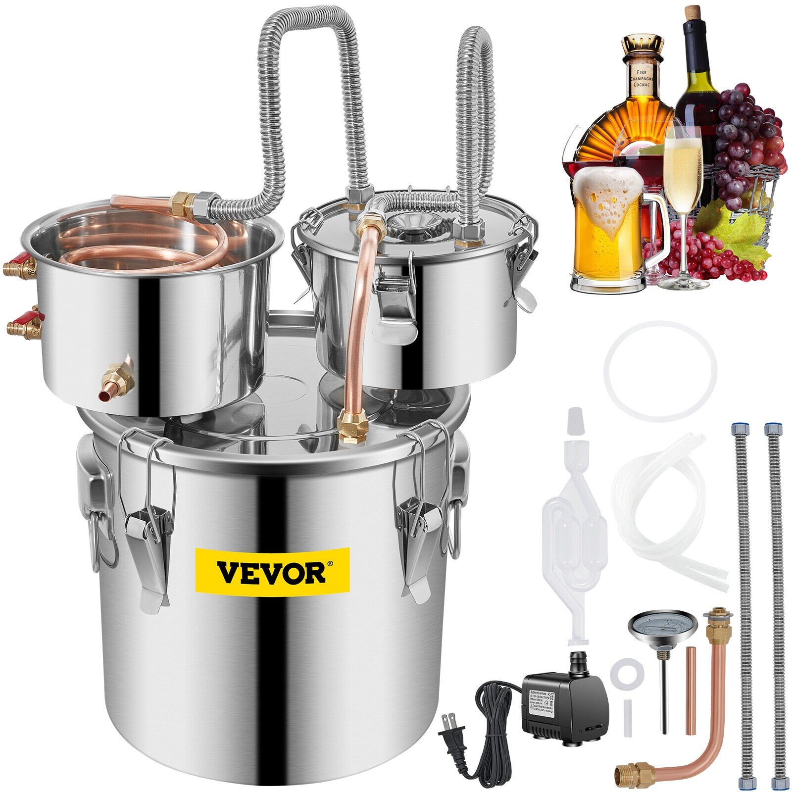 VEVOR 3Gal Alcohol Distiller Kit for Home Brewing