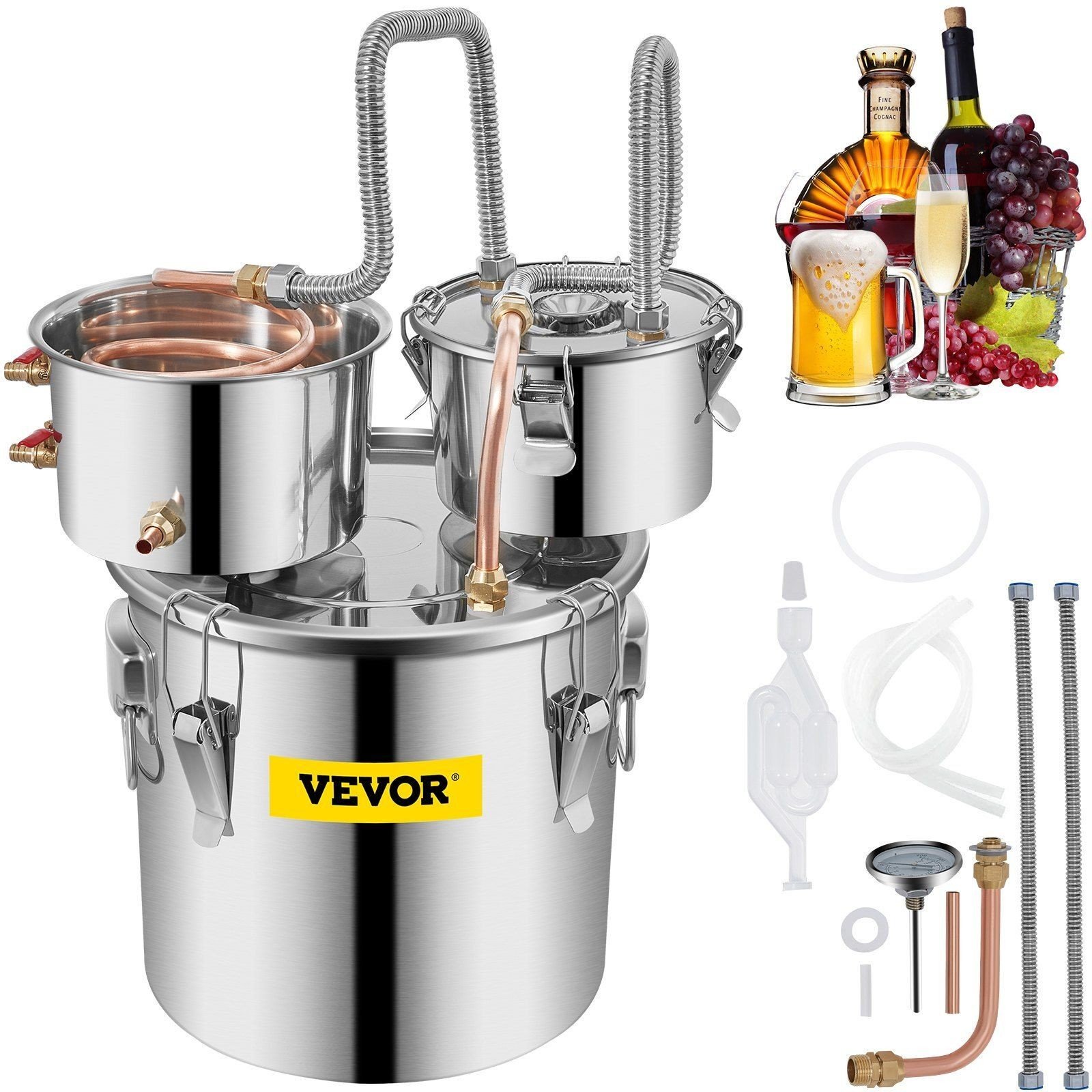 3Gal Stainless Steel Distillery Kit with Copper Tube