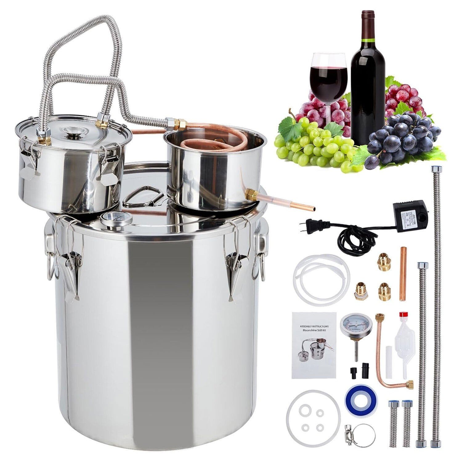 10 Gallon Stainless Steel Distillation Kit with Thermometer