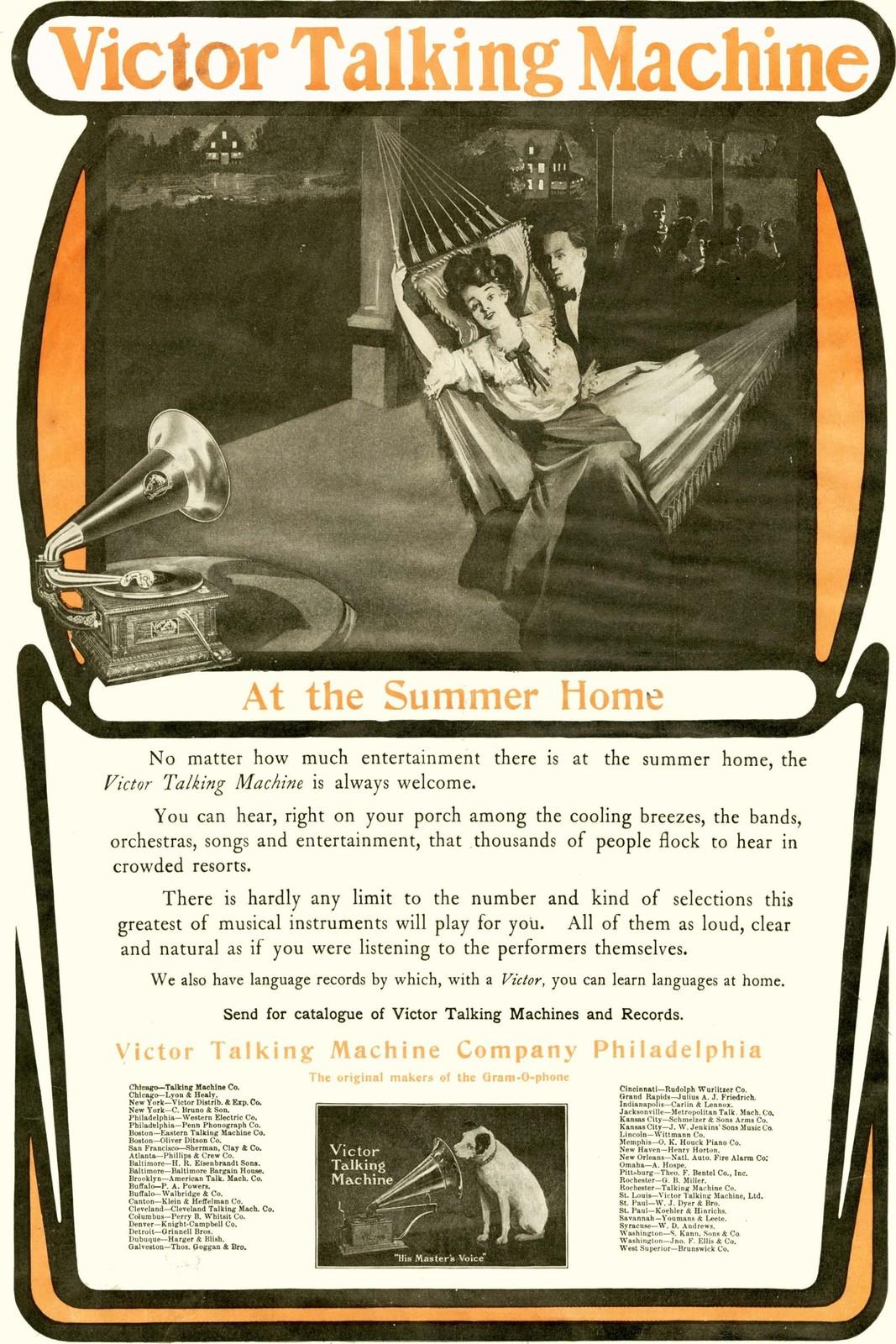 Vintage Victor Talking Machine Gramophone Art Poster