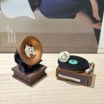Charming Vintage Cat Gramophone Player Figurine Set