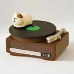 Charming Vintage Cat Gramophone Player Figurine Set