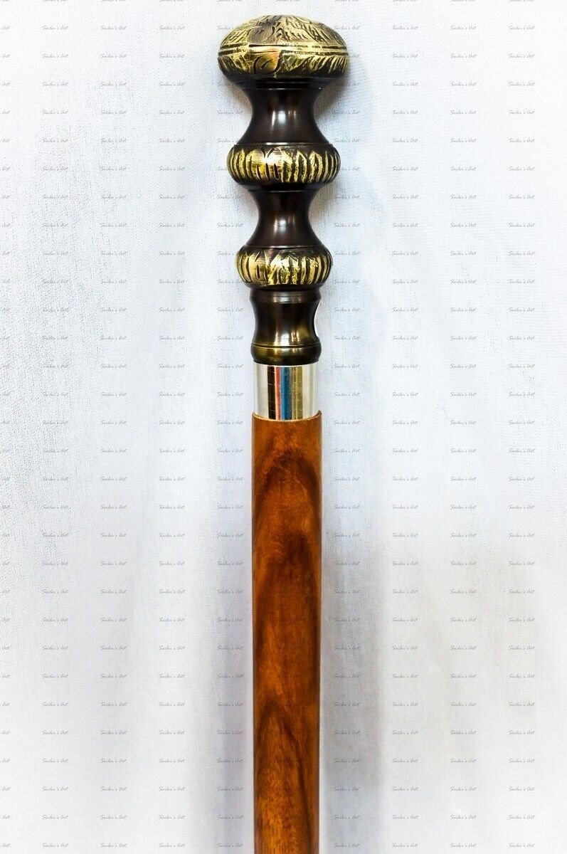 Charming Antique Victorian Cane with Brass Handle