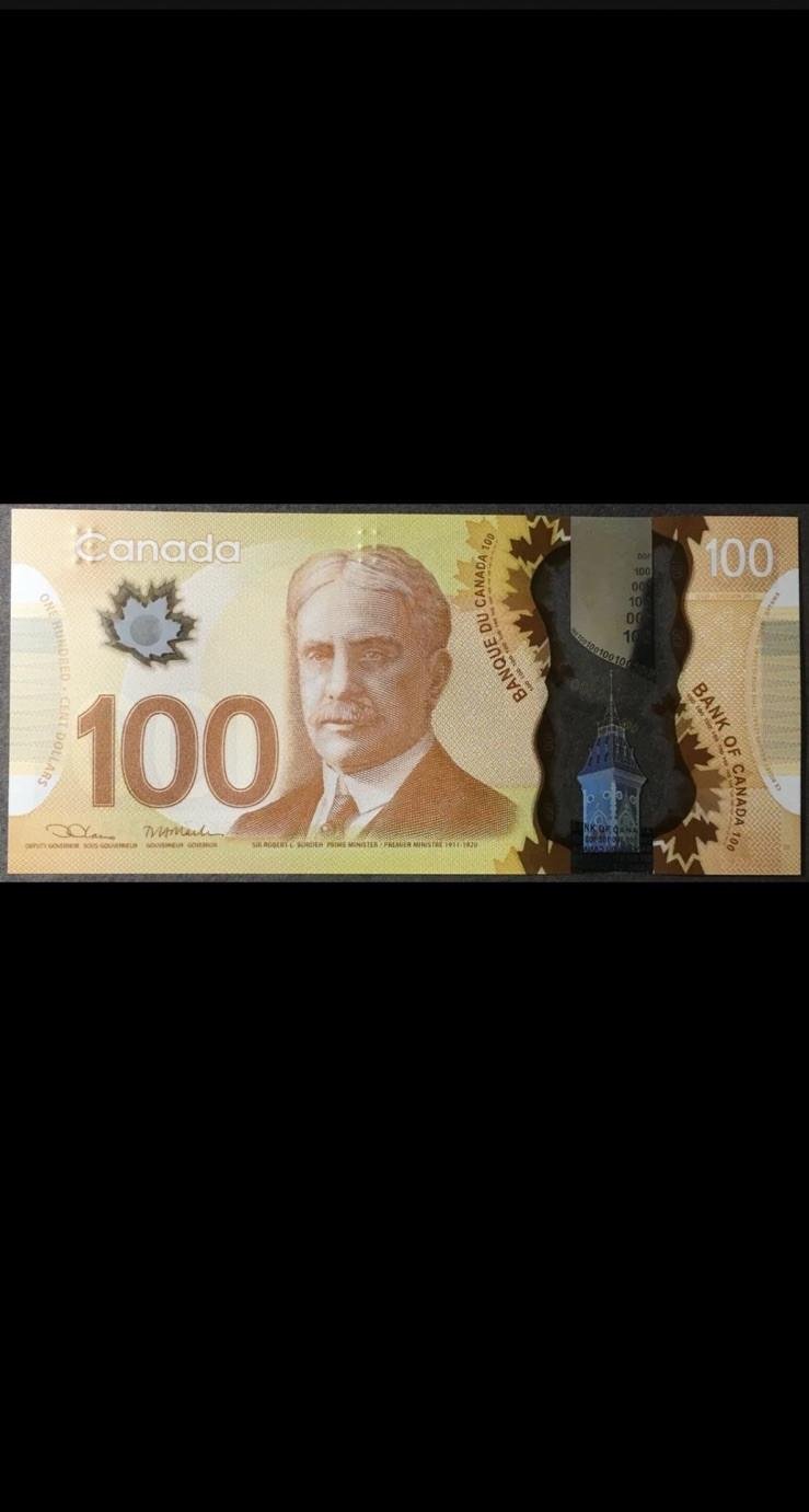 Collectible Vintage Canadian $100 Polymer Banknote