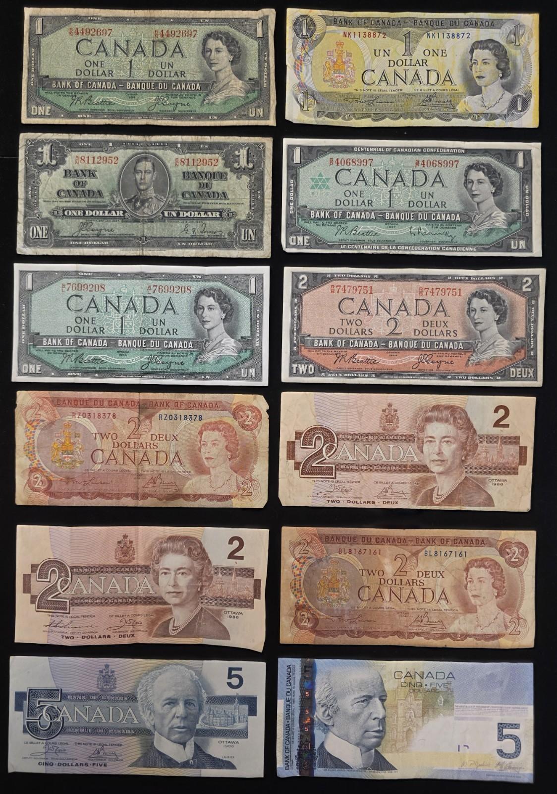 Set of 12 Vintage Canadian Banknotes – Unique Collectibles