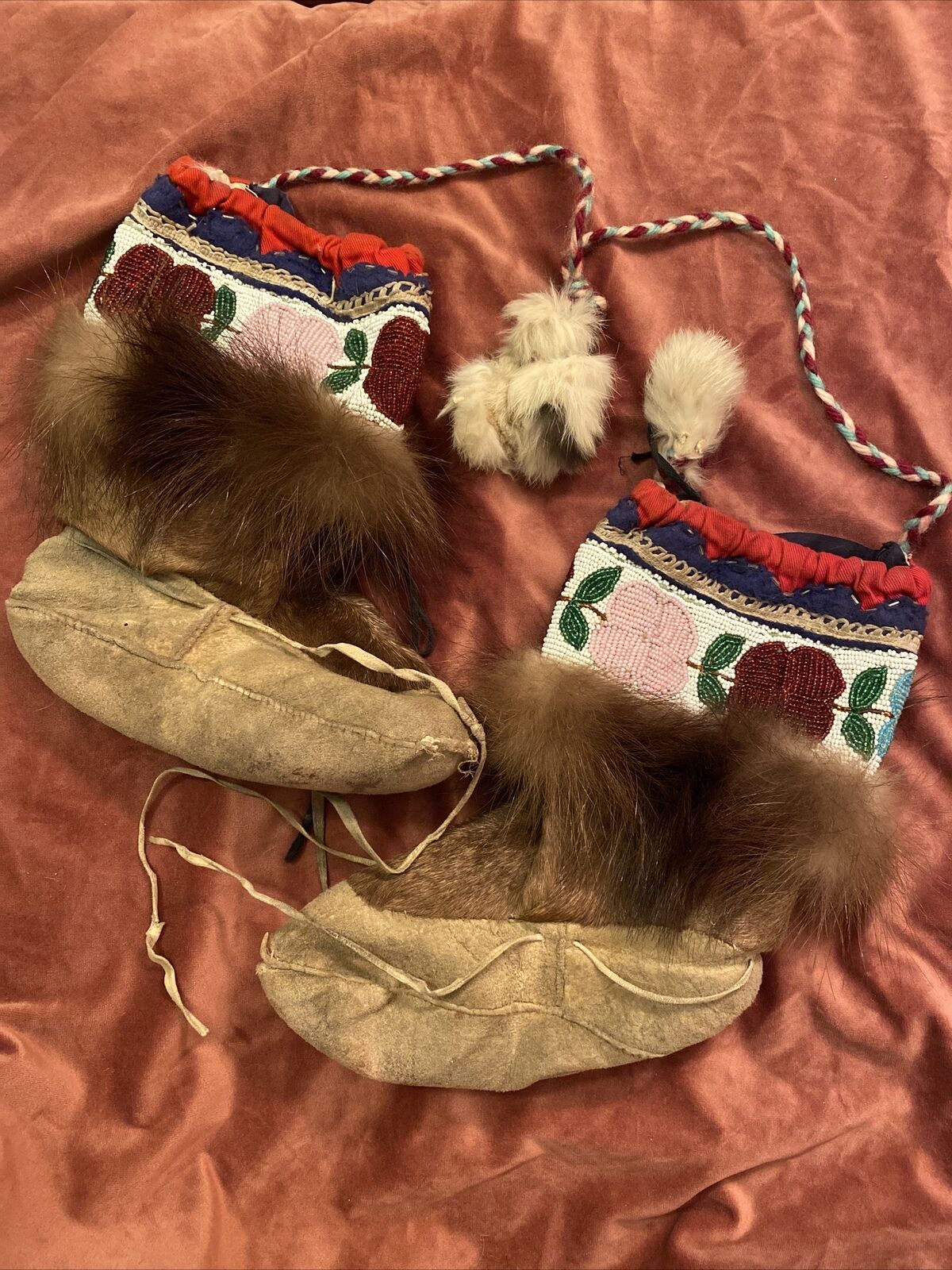 Authentic Vintage Beaded Indigenous Art Mukluks: First Nations