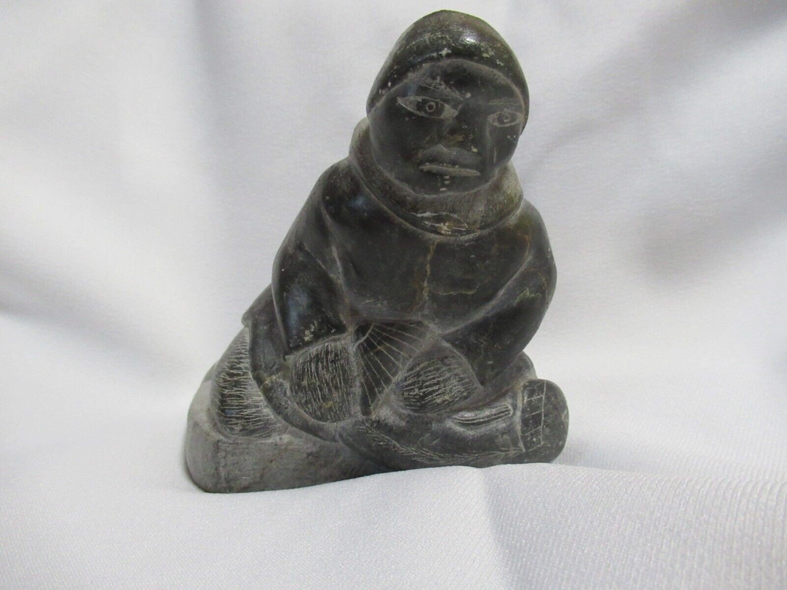 Authentic Signed Inuit Soapstone Human Figure Sculpture
