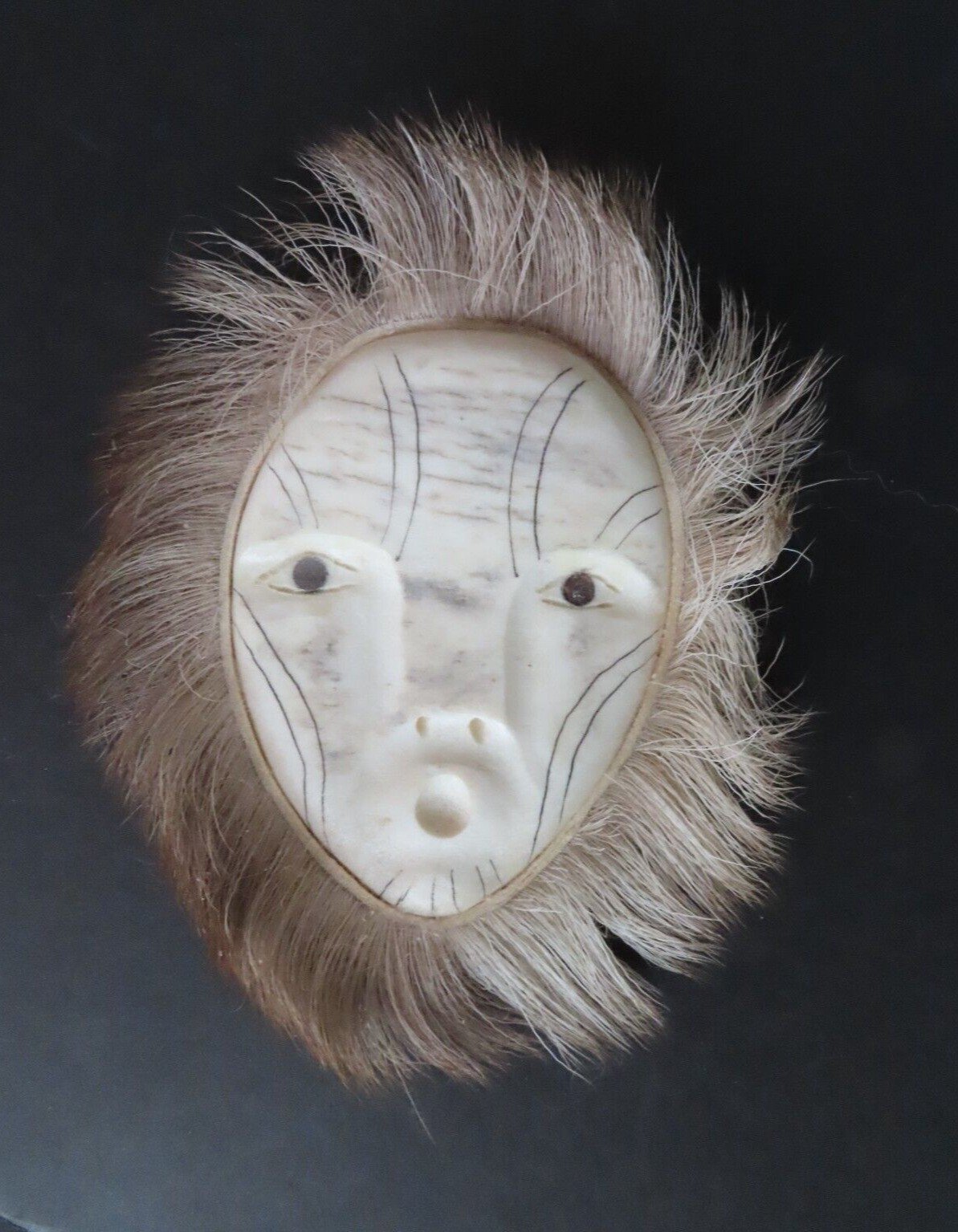 Authentic Inuit Carved Face Mask Art Piece