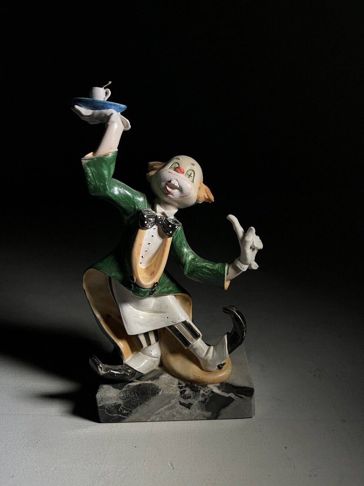 Charming Inuit Art Clown Waiter Figurine on Marble