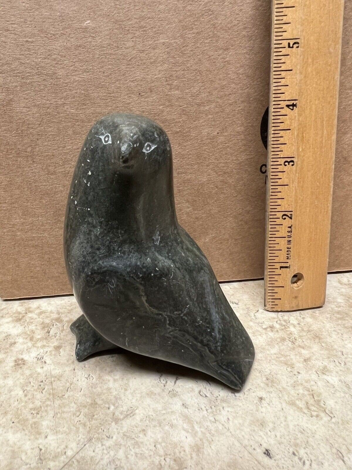 Stunning Inuit Soapstone Hawk Bird Sculpture