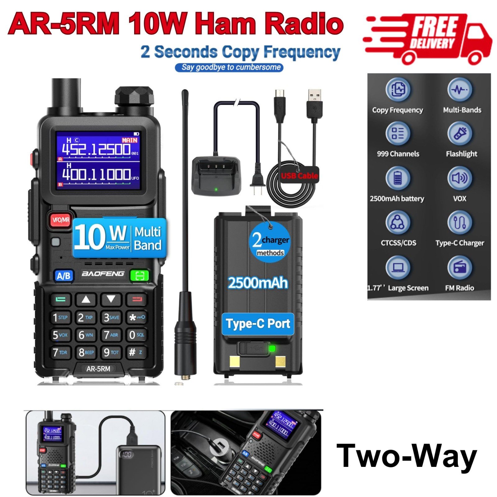 BAOFENG AR-5RM Ham Radio: Long Range 10W Talkie