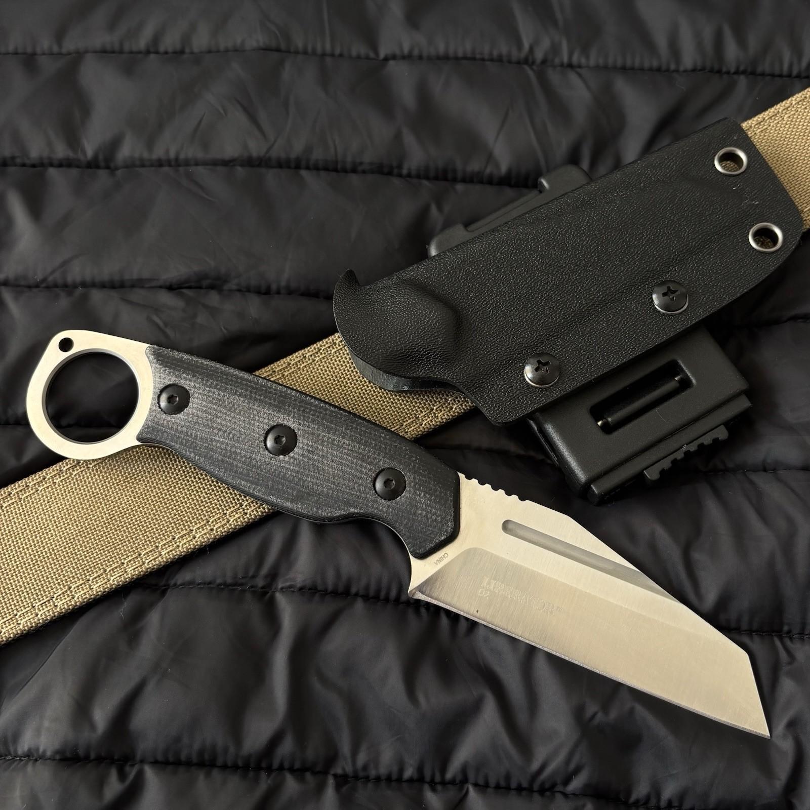 8” Horizontal Carry Wharncliffe Combat Knife with Sheath
