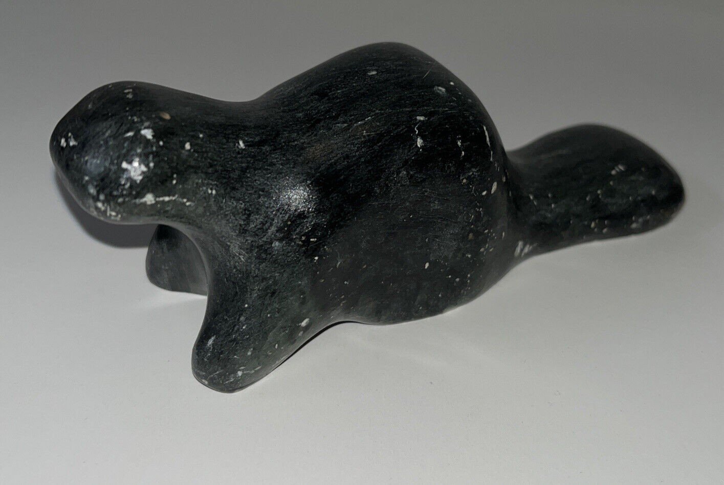 Inuit Soapstone Beaver Carving by DIMU - Unique Art