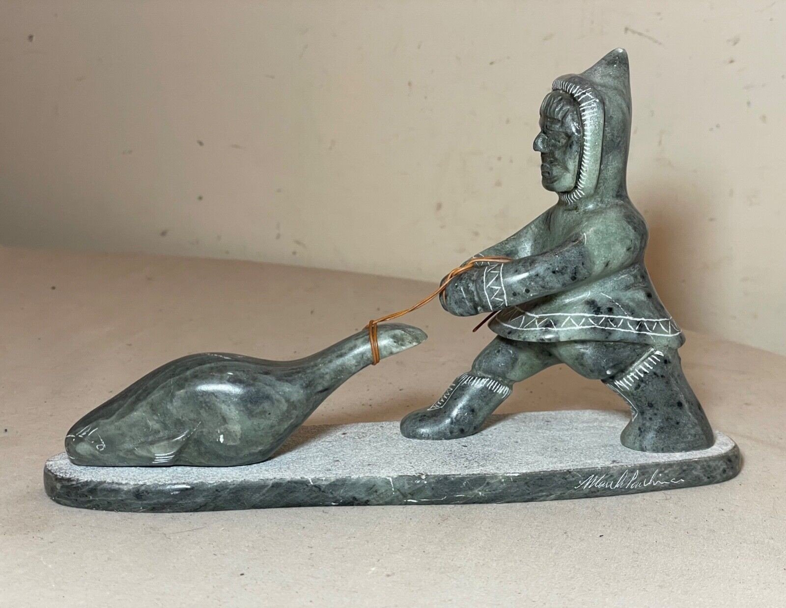 Hand-Carved Inuit Seal Sculpture - Unique Decor