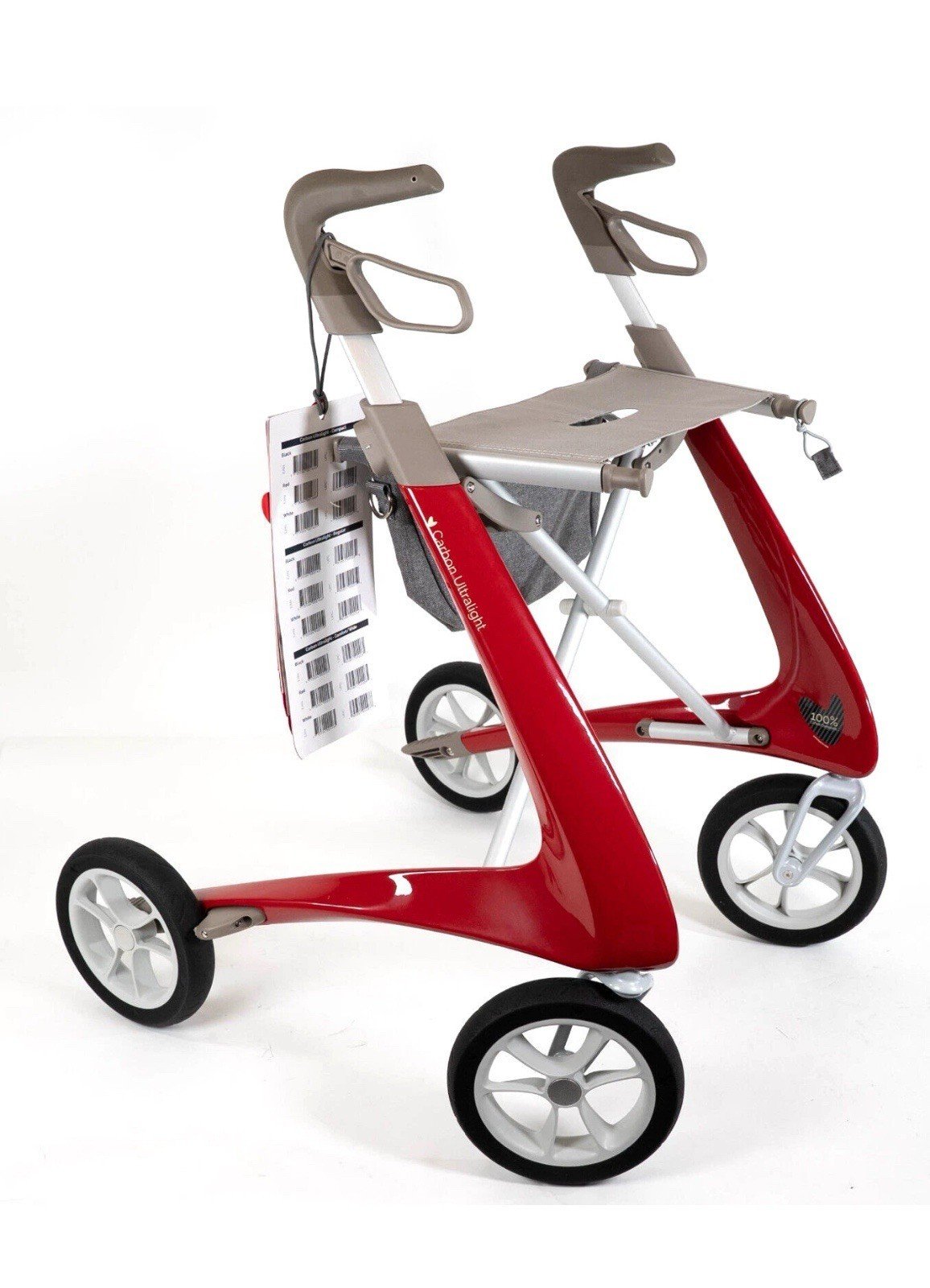 byACRE Carbon Ultralight Rollator Walker - Strawberry Red