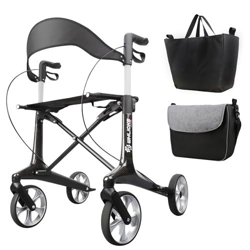 Carbon Ultralight Rollator Walker with Organizer Bags