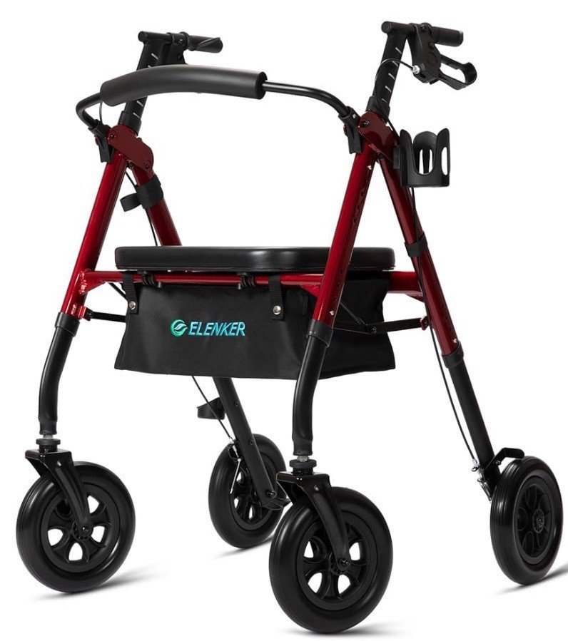 ELENKER Ultralight Rollator: All-Terrain Comfort & Support
