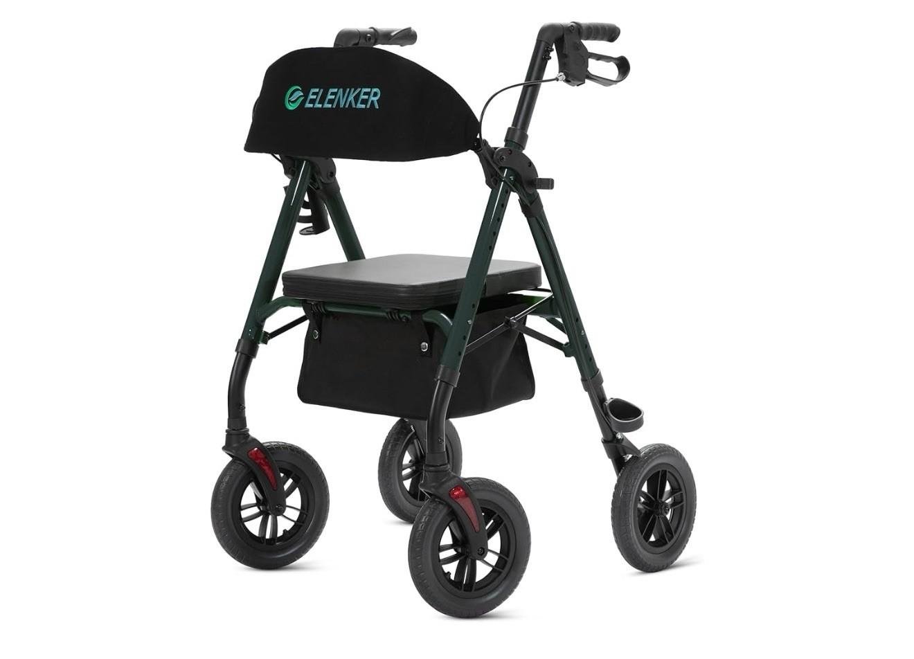 ELENKER Green All-Terrain Rollator Walker with 10" Wheels