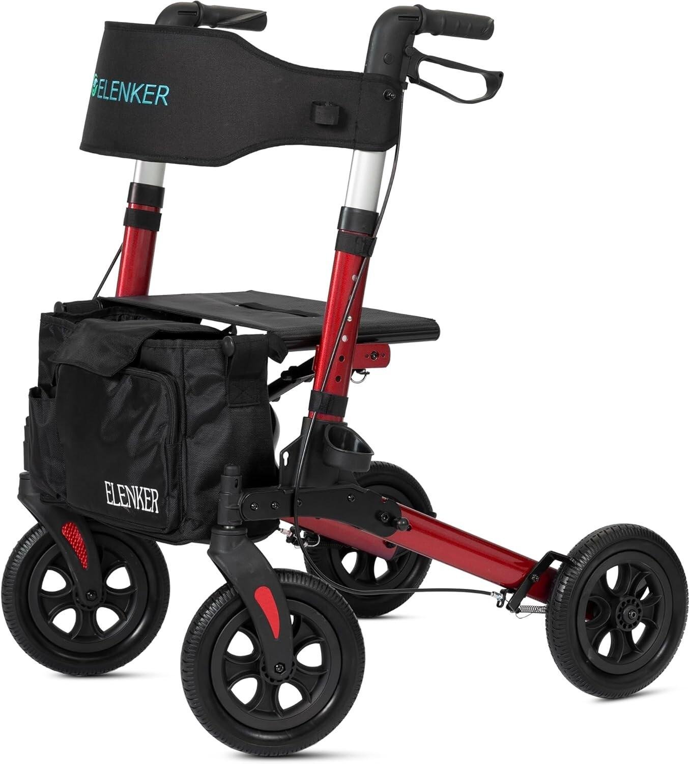 ELENKER All-Terrain Rollator Walker with Seat