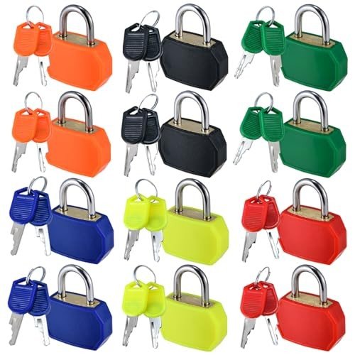 12 Pack Keyed Luggage Locks - 6 Color Options