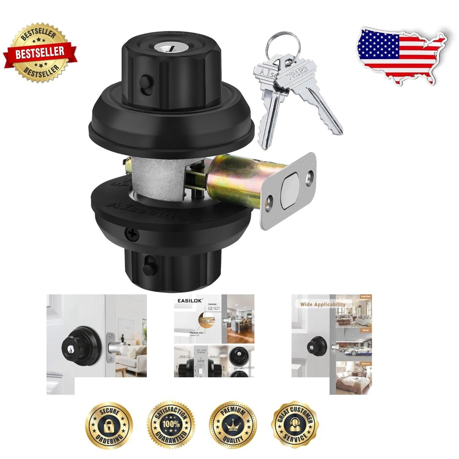 Zinc Twist Lock Deadbolt - Secure Night Latch