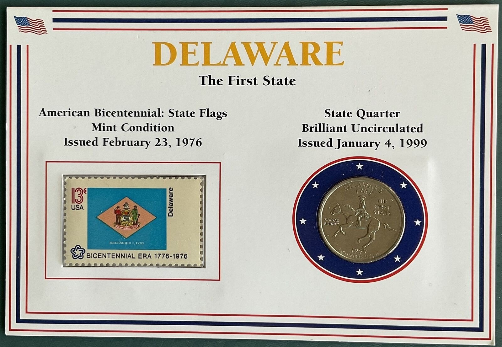 Delaware First State Encased Stamp & Quarter Buy