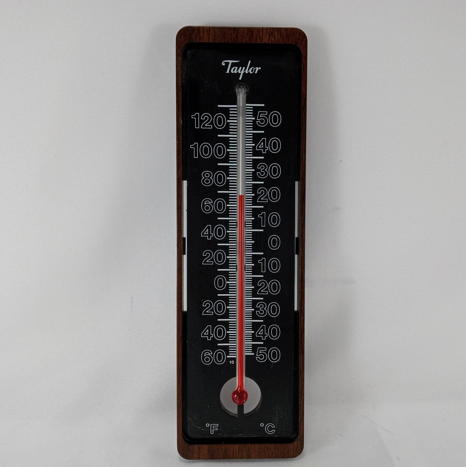 Vintage Taylor Wall Thermometer - Brown Wood Charm
