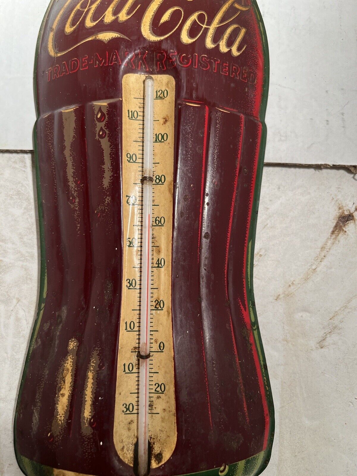 Coca Cola Vintage Tin Thermometer - Collectible Antique