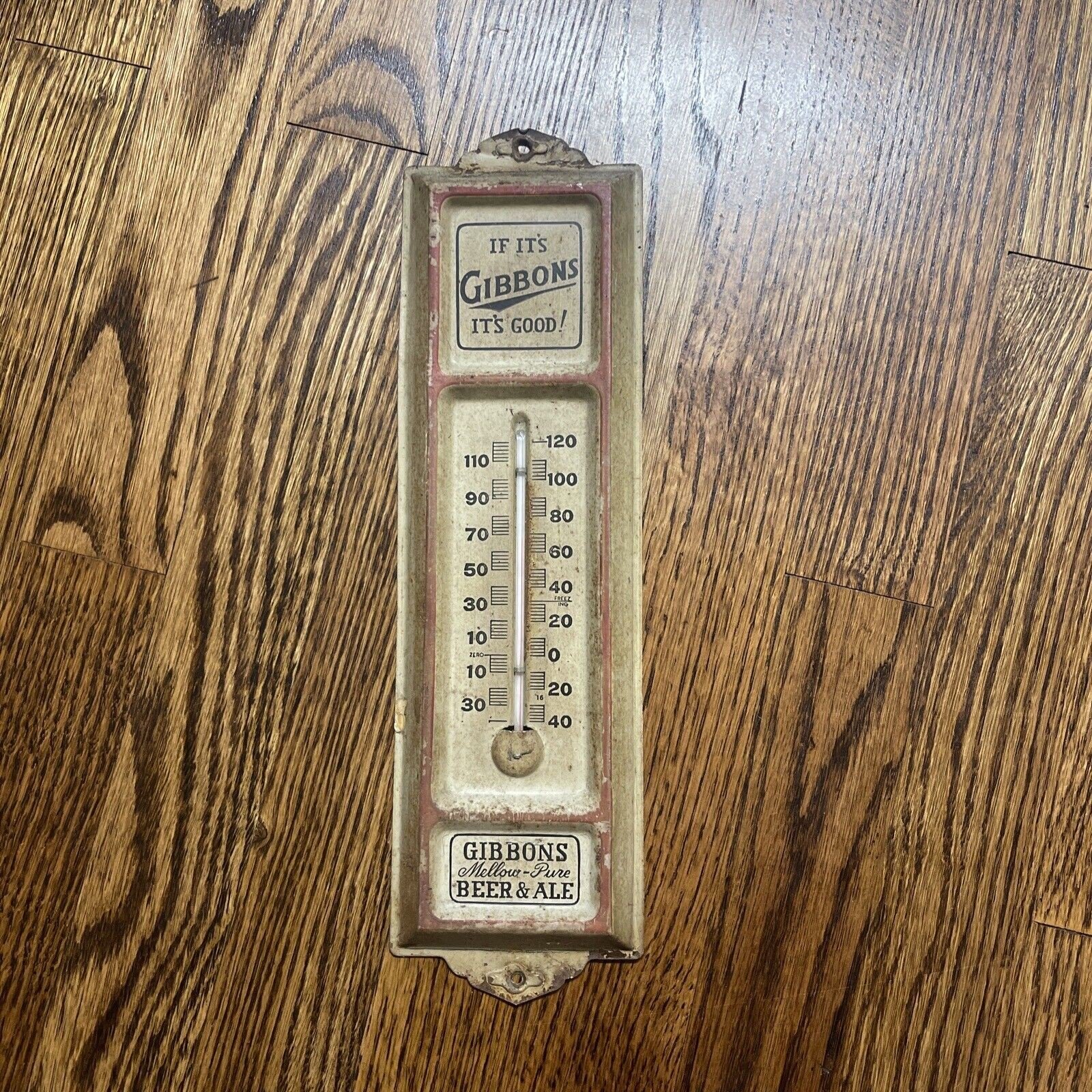 Gibbons Mellow Pure Beer Thermometer Sign - Vintage Charm