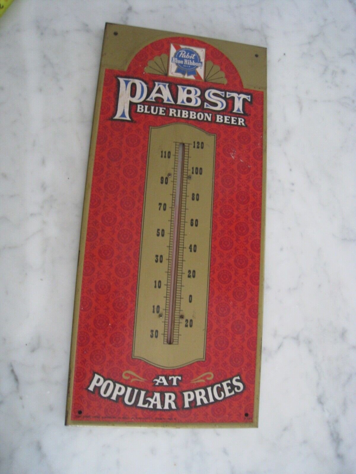 Pabst Blue Ribbon Vintage Beer Thermometer Sign