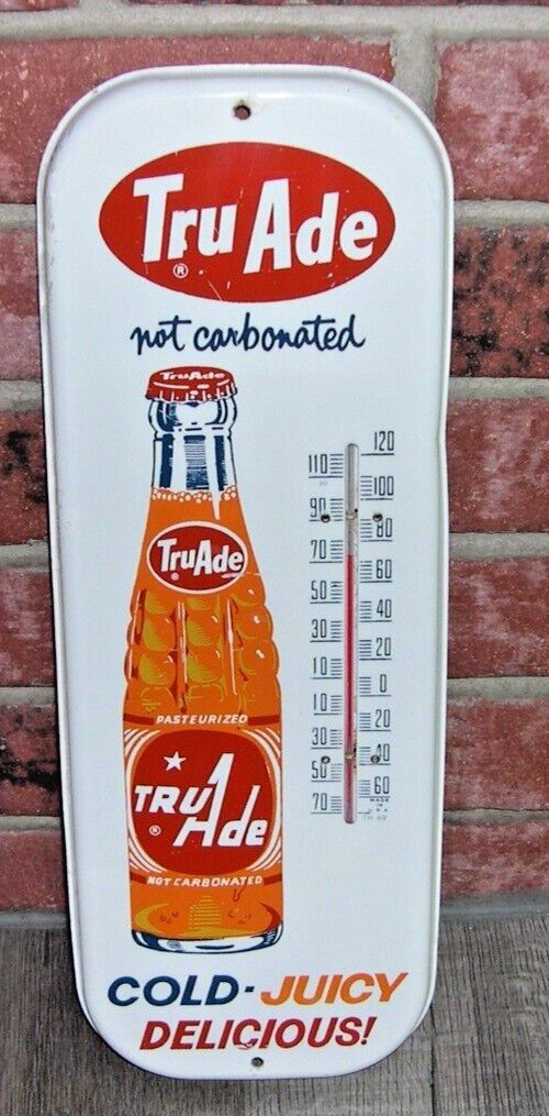 Vintage 1950s Tru-Ade Soda Advertising Thermometer