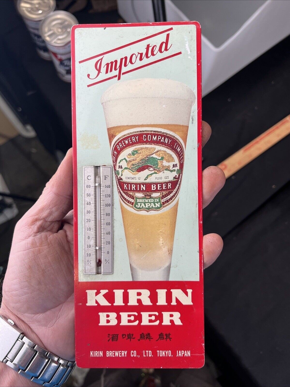 Kirin Beer Antique Thermometer Sign - Tokyo Collectible