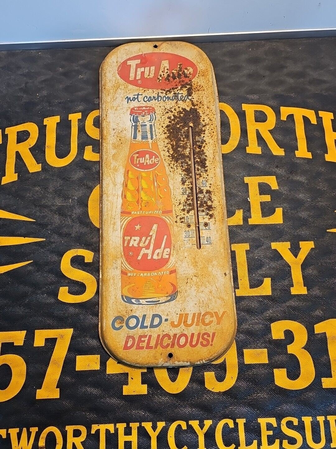 Vintage Tru Ade Thermometer Soda Sign - Antique Charm