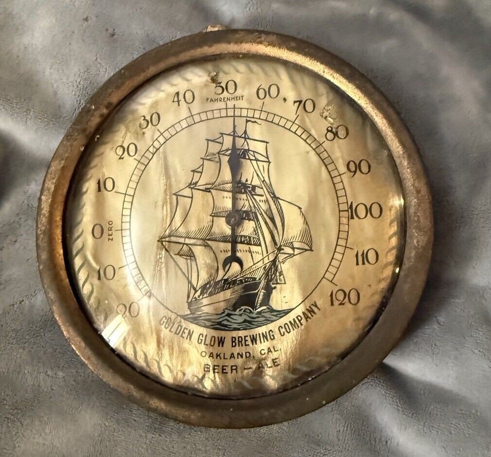 Golden Glow Brass Beer Thermometer - Vintage Charm