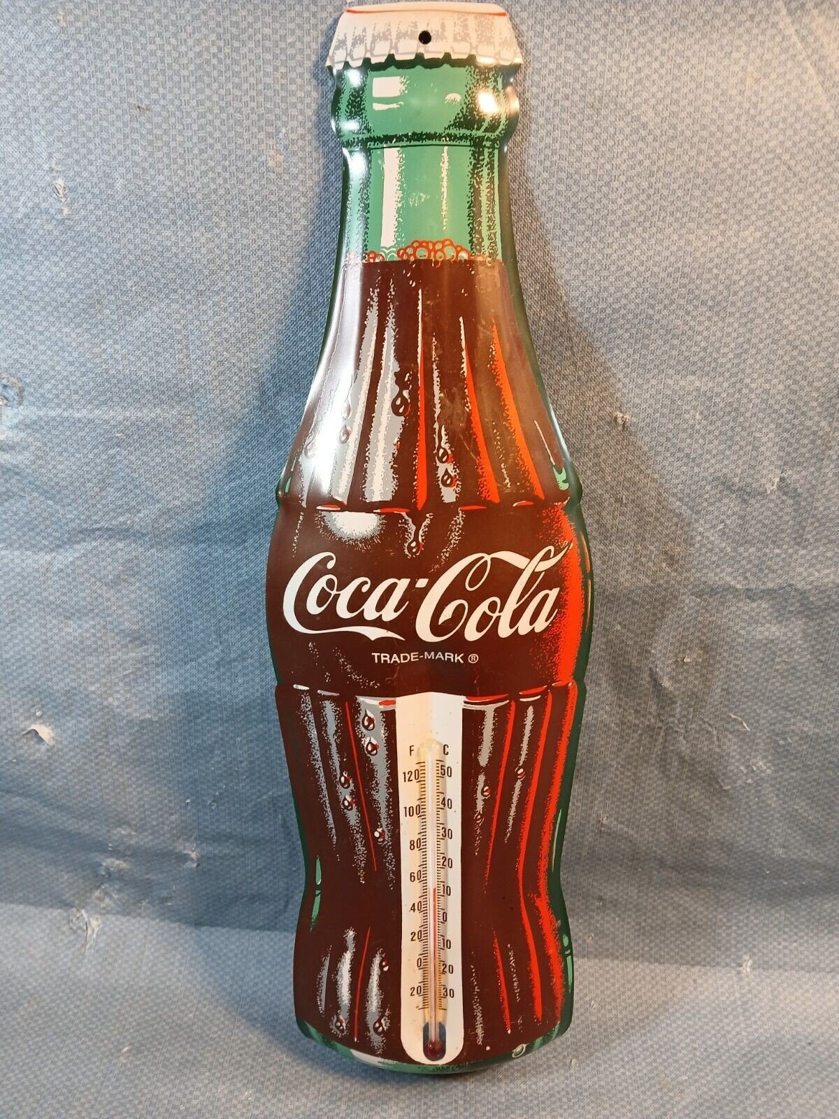 Coca-Cola Vintage Bottle Thermometer Sign - Classic Style
