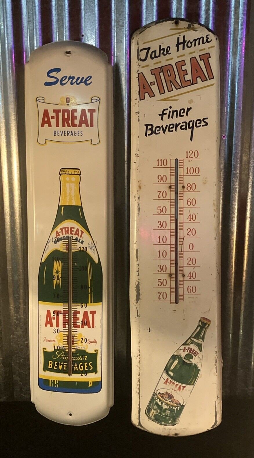 Vintage A-Treat Soda Thermometers Set - Unique Finds