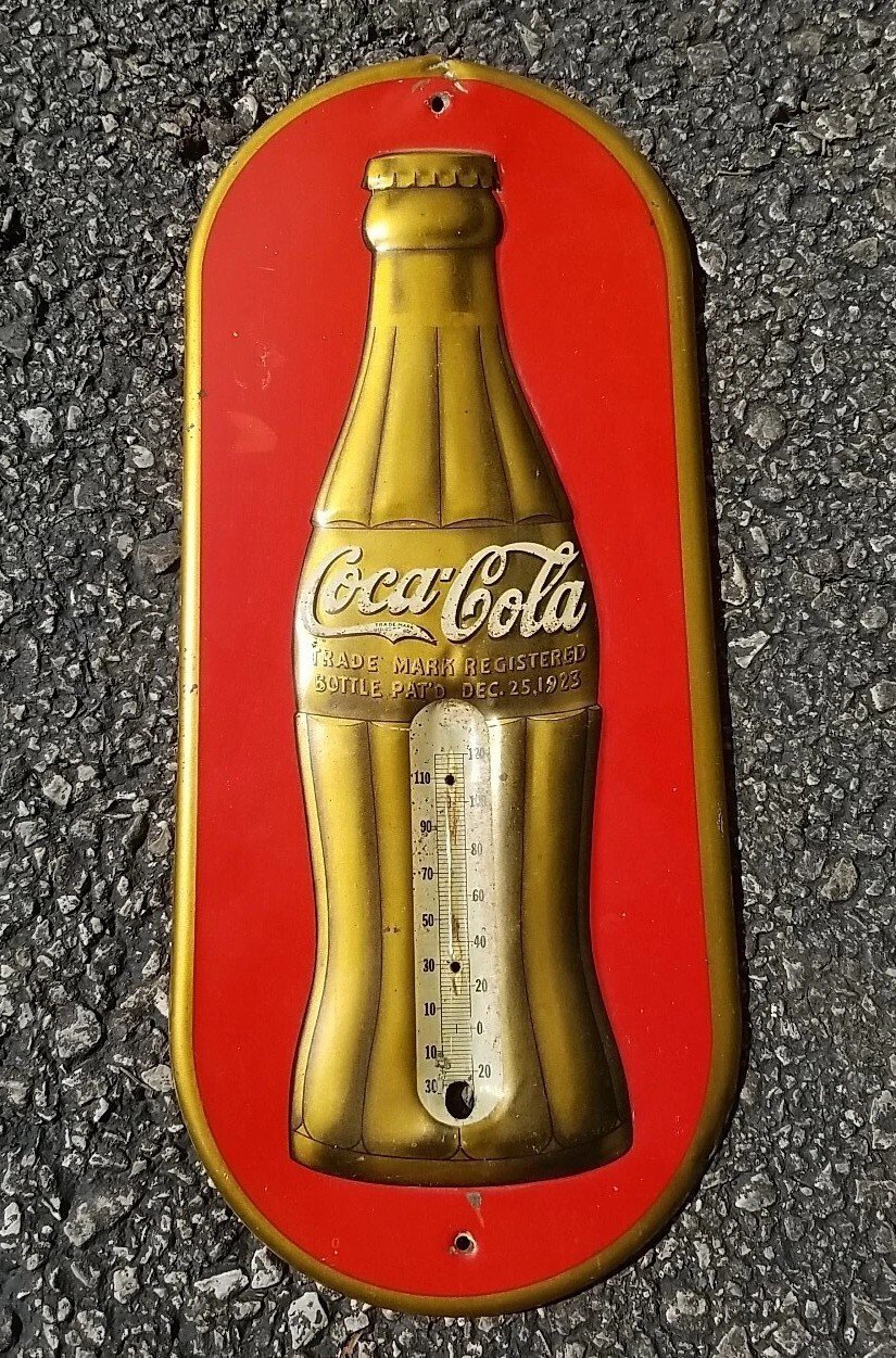1923 Christmas Coca-Cola Thermometer - Antique Charm