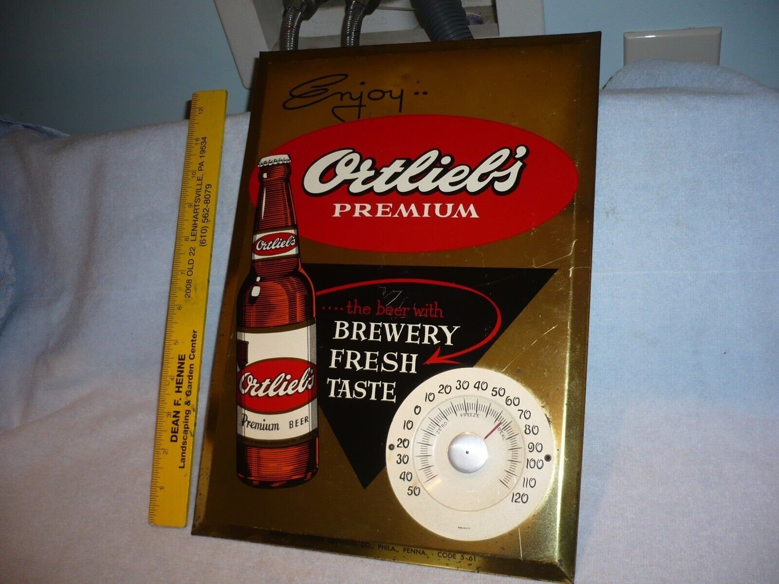 Ortlieb's Beer Thermometer Tin Sign - Vintage Charm