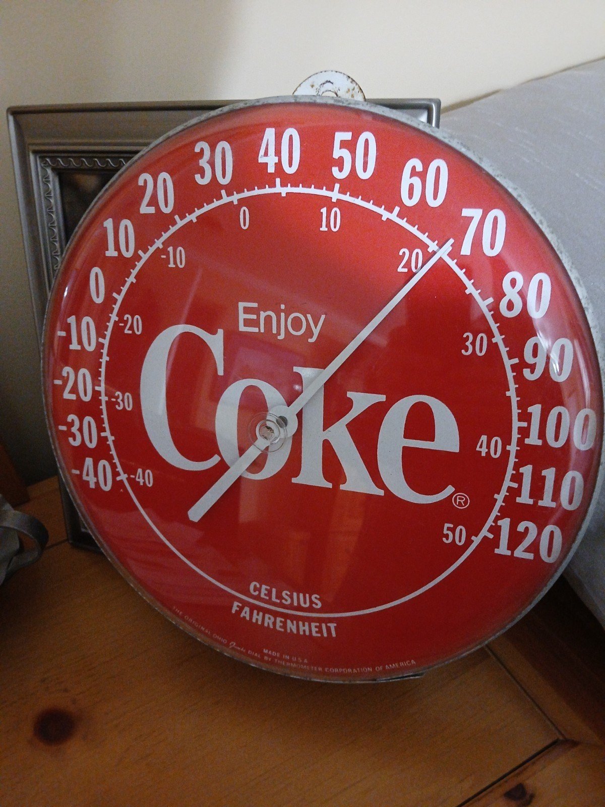 Vintage Coca-Cola Jumbo Dial Thermometer - 12" Classic