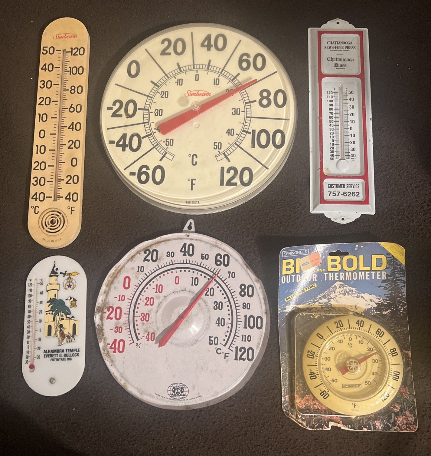 Vintage Advertising Thermometers Lot - 6 Unique Pieces