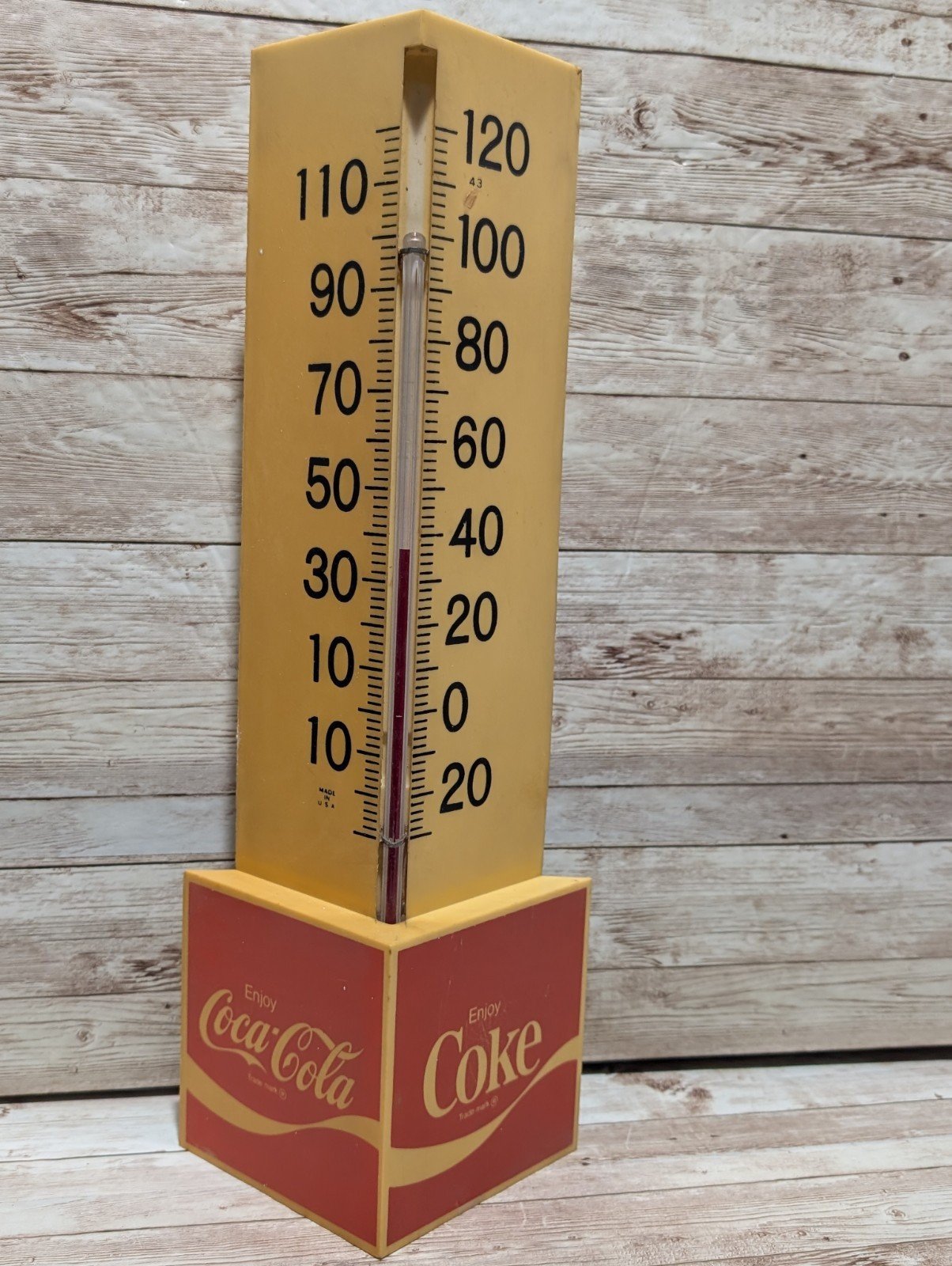 Vintage 1970s Coca Cola Plastic Corner Thermometer