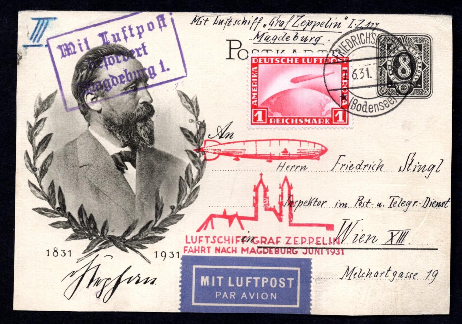 Rare 1931 Zeppelin Postal Card from Germany