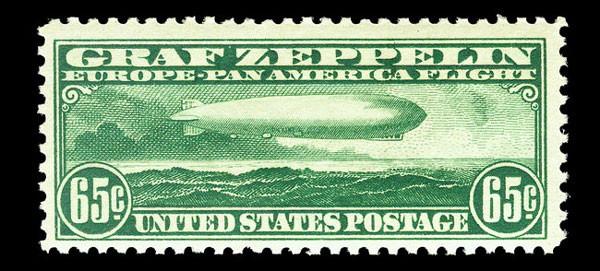 Collectible 65¢ Green Graf Zeppelin US #C13 Stamp