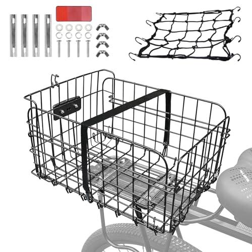 Large Black Rear Bike Basket with Waterproof Cover